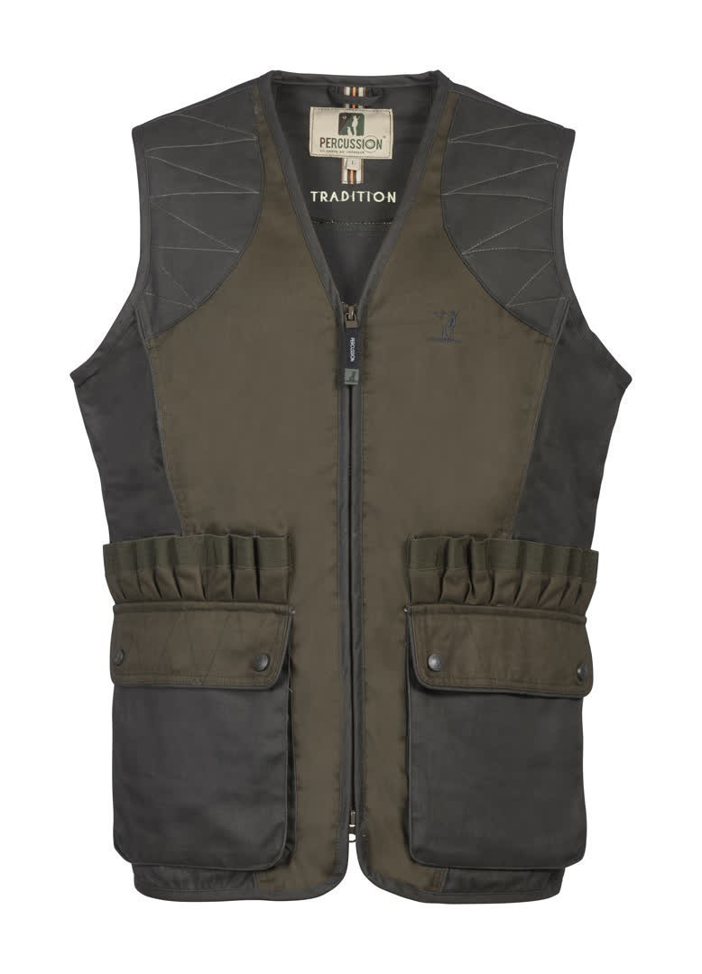 Gilet de chasse Percussion Tradition brodé Logo - Kaki clair - Taille ...
