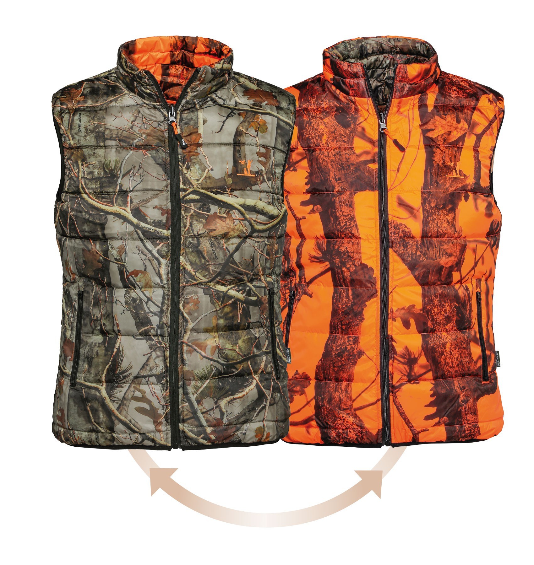 Gilet ouatiné réversible Percussion Warm - Black & Blaze / Forest Evo ...