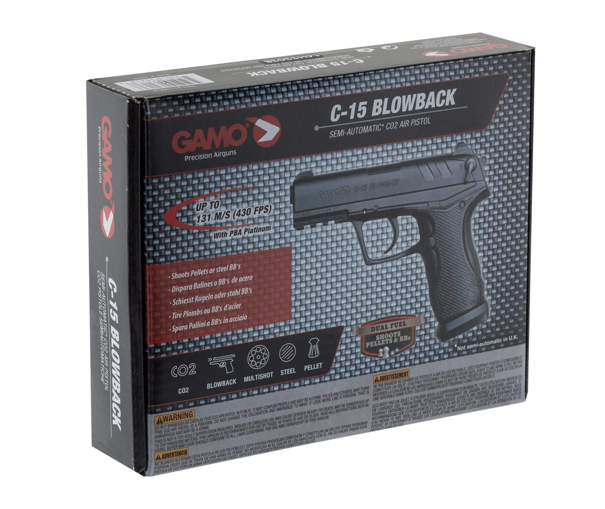 Pistolet CO2 Gamo C15 Blowback - Cal. 4,5 mm - Pistolets à air comprimé ...