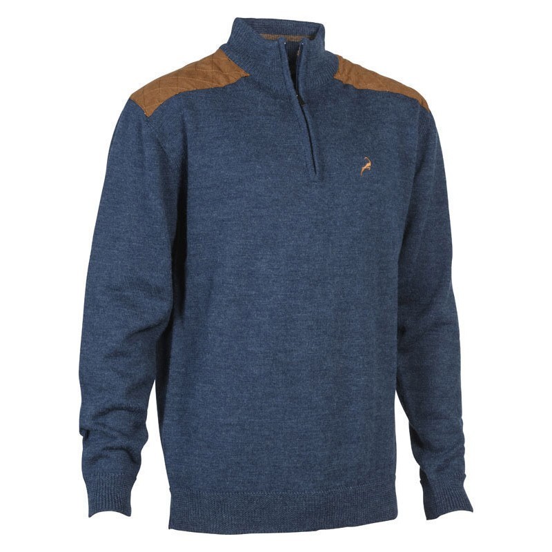 Pull de chasse Ligne Verney-Carron Fox zippé - Bleu - Pulls de chasse ...